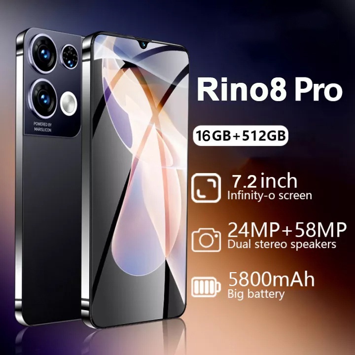 Điện thoại di động Rino8 Pro phiên bản gốc 16+512GB điện thoại thông ...