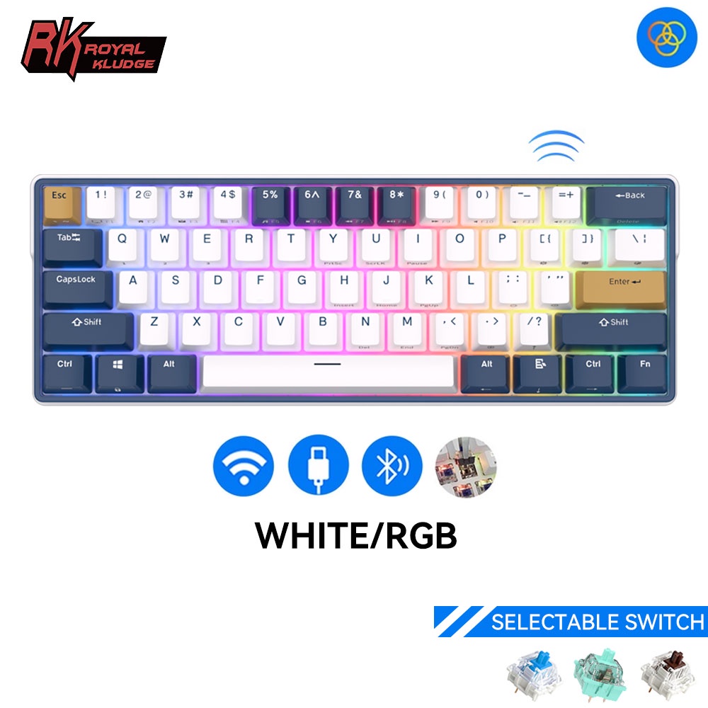 Bàn phím cơ ROYAL KLUDGE Rk61Plus 2.4G Kh Ng D Y bluetooth 3.0 V Usb C Ba Ch có đèn nền Rgb ...
