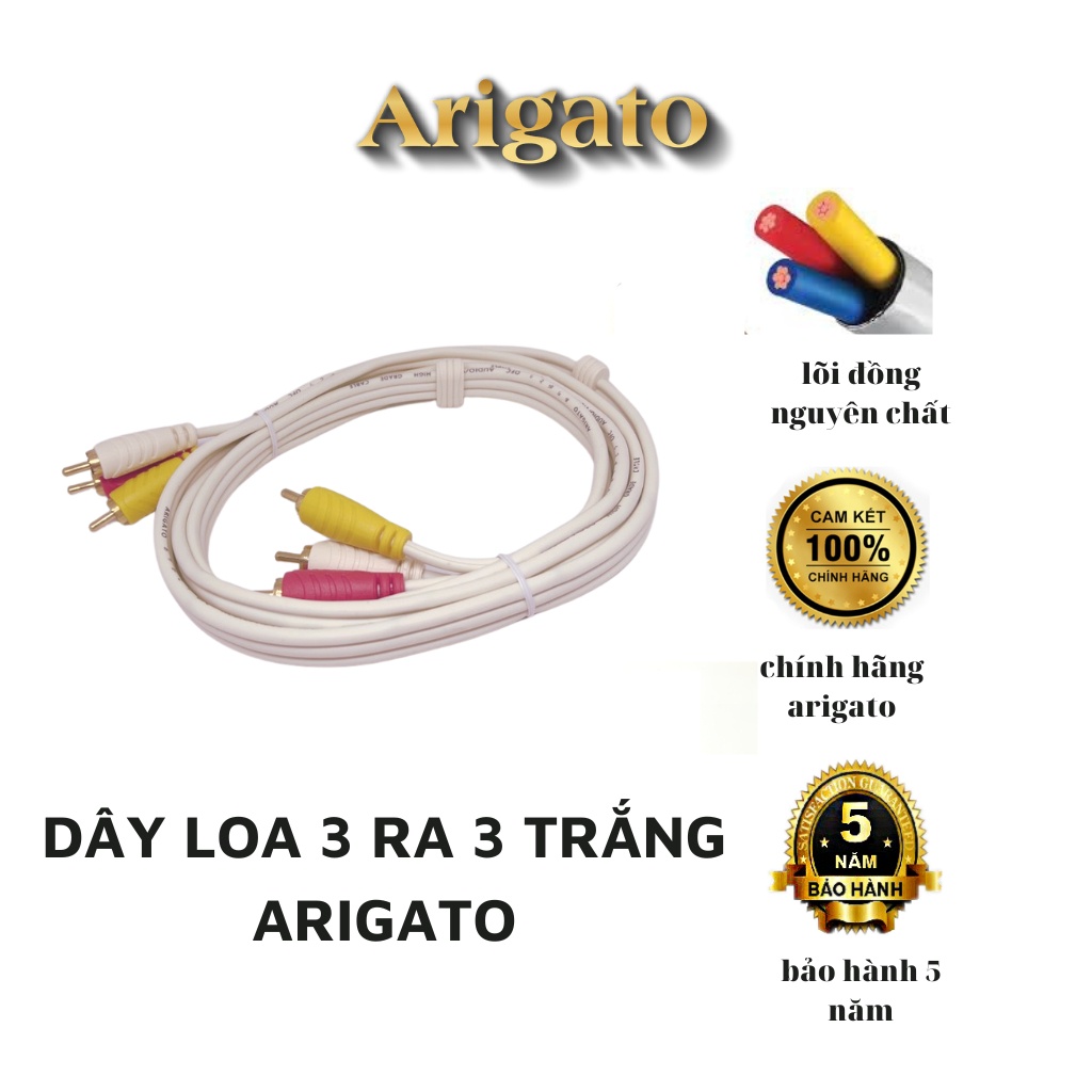 Dây loa Arigato 6 đầu AV - Dây Loa 3 đầu ra 3 đầu hoa sen Arigato (màu ...