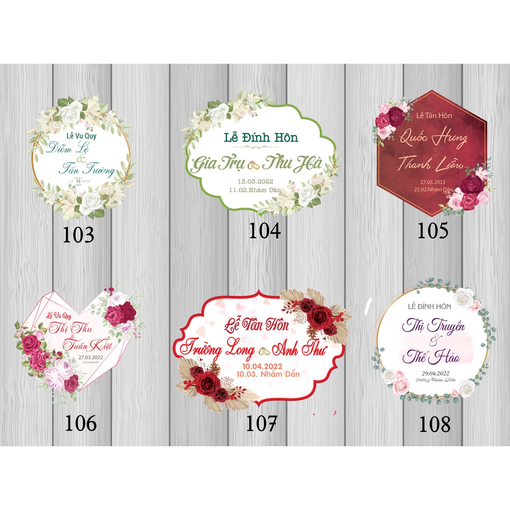 Bảng form, bảng tên đám cưới, lễ vu quy, Đính hôn treo backdrop, cổng ...