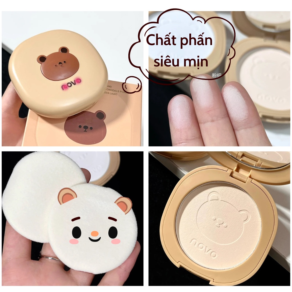 Phấn Phủ Kiềm Dầu NOVO Brown Bear Makeup Pressed Powder 5679 | Shopee Việt Nam