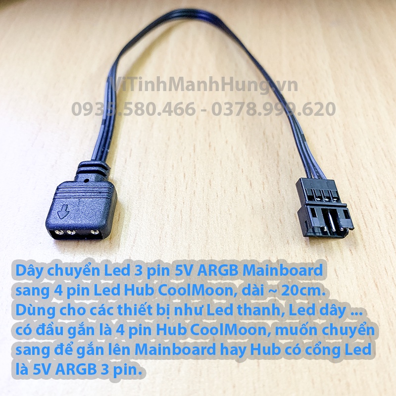 Dây chuyển Led 3 pin 5V ARGB Mainboard sang 4 pin Led Hub CoolMoon ...