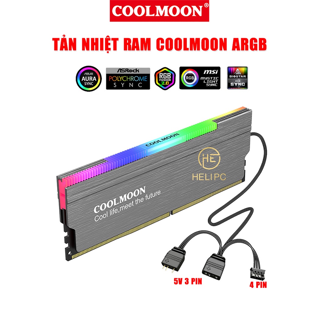 Tản nhiệt Ram Coolmoon ARGB RA-1 - Ốp tản nhiệt Ram A-RGB đồng bộ main ...
