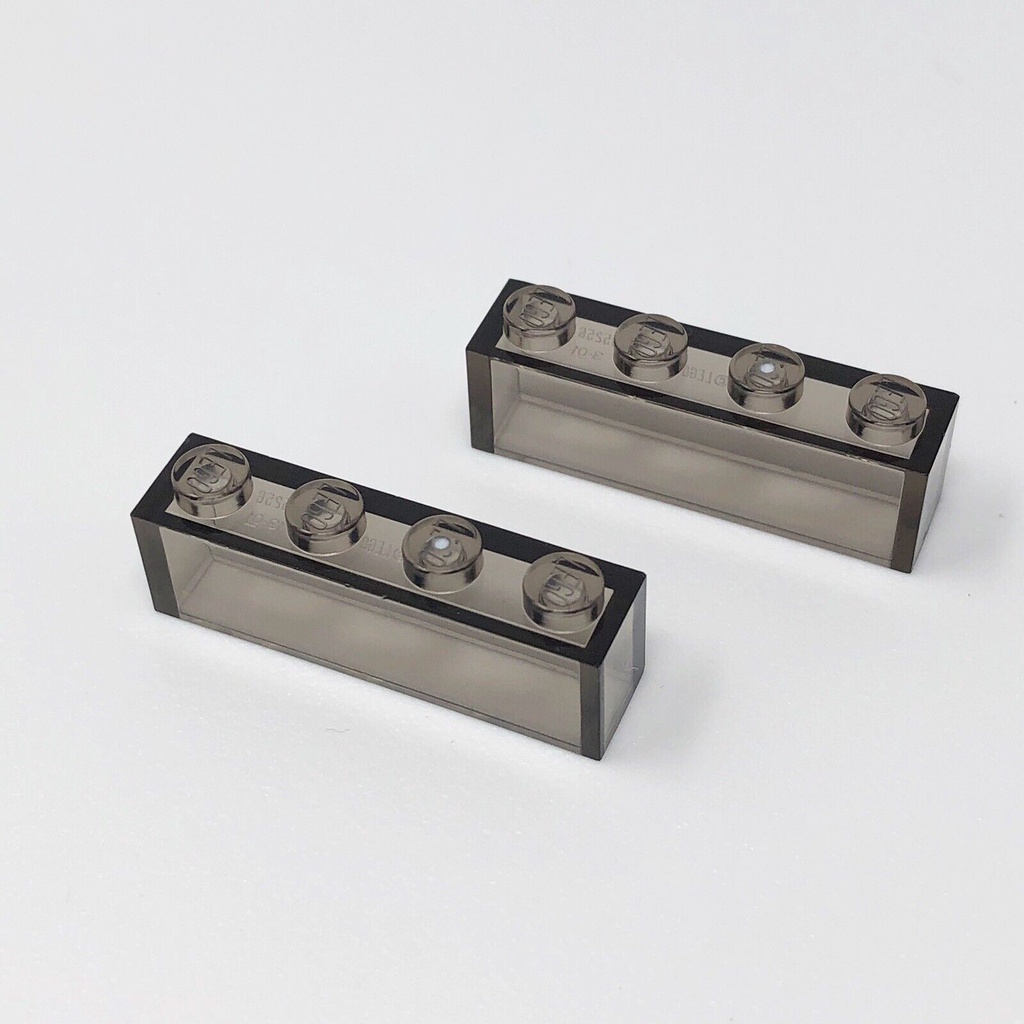 2x New Genuine LEGO Trans-Black Brick 1 x 4 without Bottom Tubes (2 ...