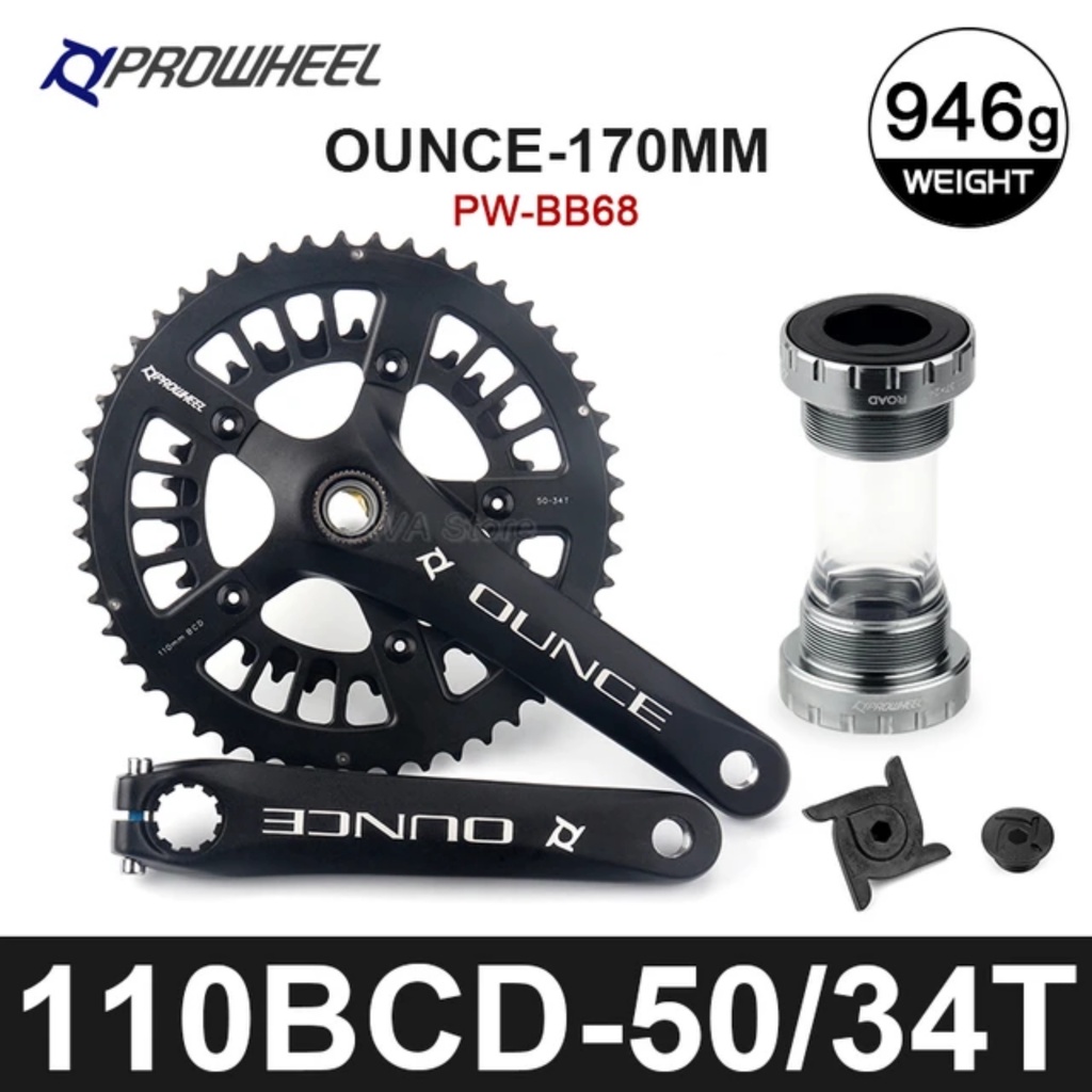 Đùi Đĩa Giò Dĩa Rỗng Xe Đạp PROWHEEL OUNCE, Đùi Đĩa PROWHEEL trục cốt rỗng nhôm 2 tầng 34-50T ...