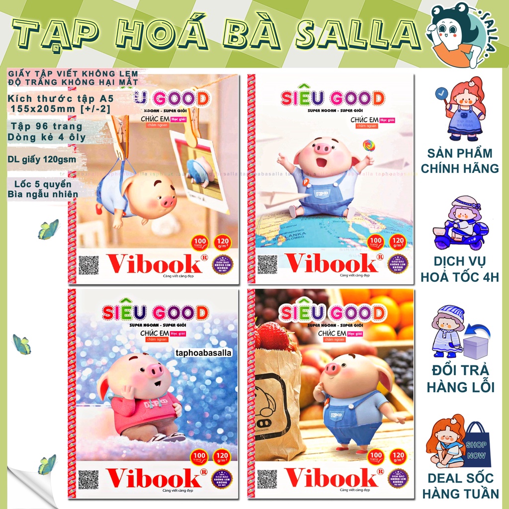 Lốc 5 Quyển Tập Vở Học Sinh A5 4 ô ly 96 trang - T99 định lượng 120g ...