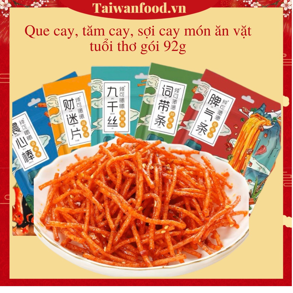 Que cay, tăm cay, sợi cay món ăn vặt tuổi thơ gói 92g | Shopee Việt Nam