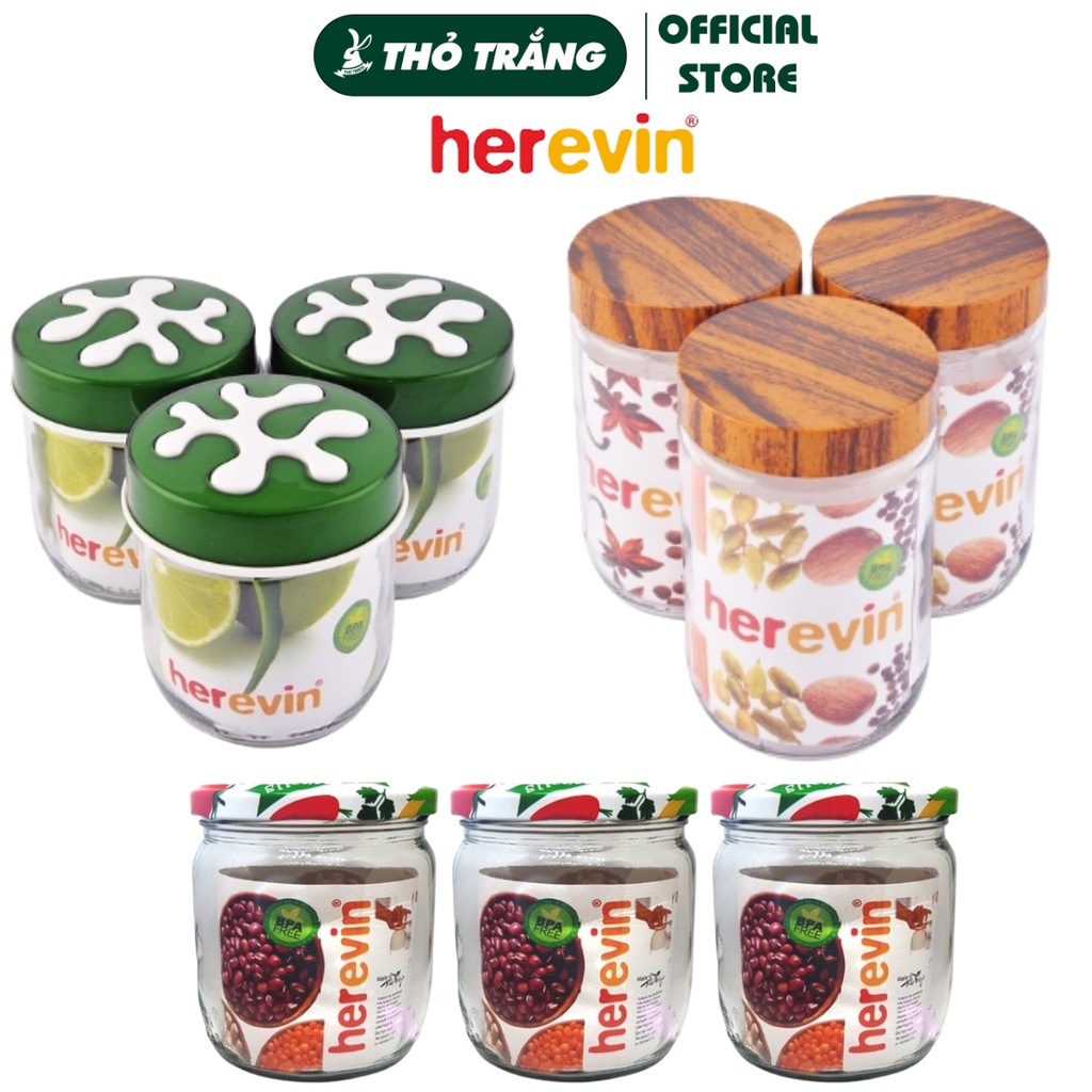 Hũ Thủy Tinh HEREVIN Tròn Trơn dùng đựng thực phẩm dung tích 425ml ...