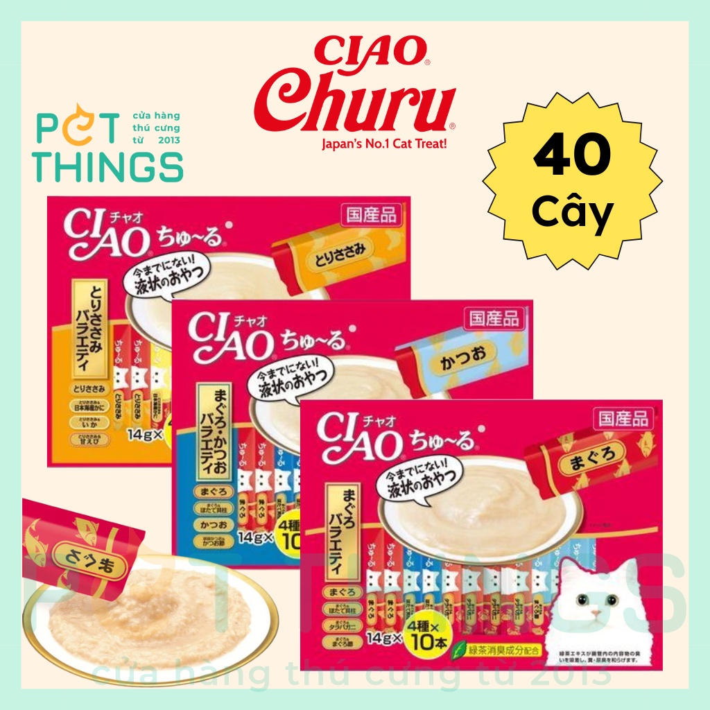 CIAO Churu Gói 40 Cây Súp Thưởng Cho Mèo Nhập Thái (14gx40) | Shopee Việt Nam