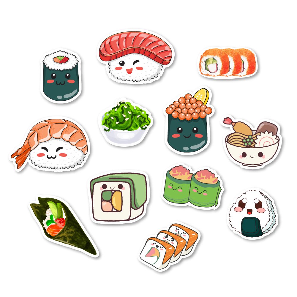 Bộ hình dán sticker food nam châm cute trang trí tủ lạnh, giáo cụ dạy ...