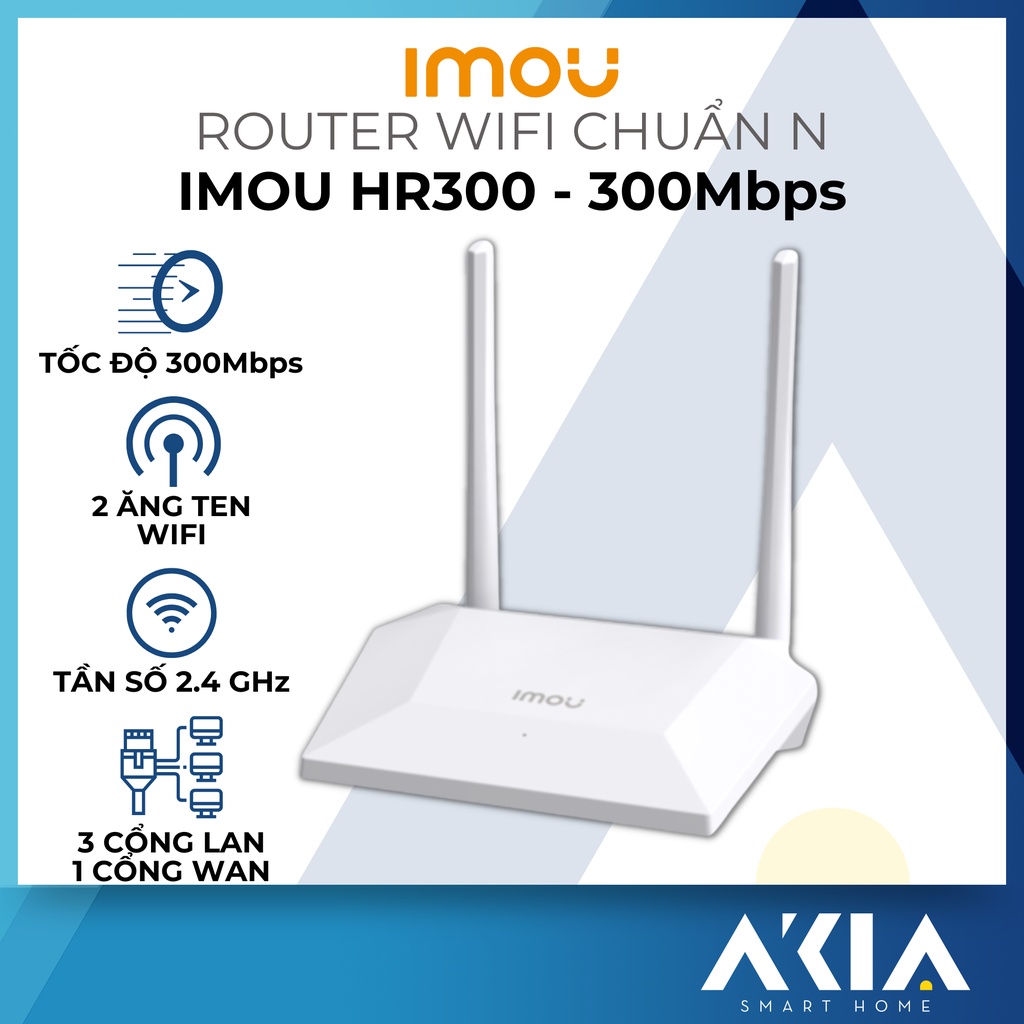 Router wifi Imou HR300 chuẩn N 300Mbps - Hỗ trợ 1 cổng WAN, 3 cổng LAN ...
