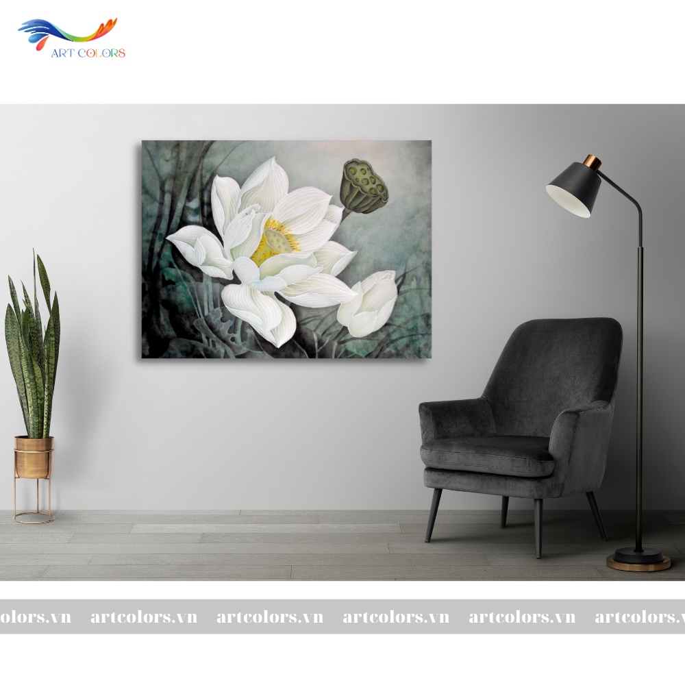 Tranh treo tường- Tranh Canvas Hoa Sen- Kích thước 30x40cm | Shopee Việt Nam