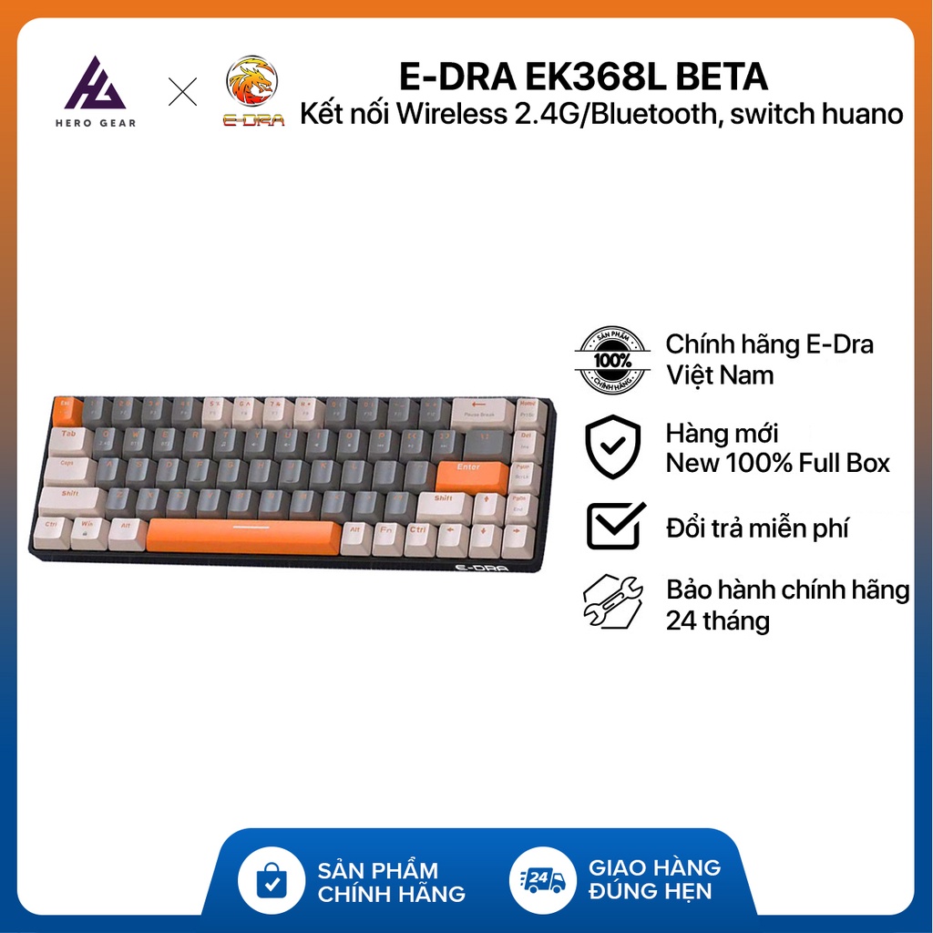 Bàn phím cơ chơi game không dây E-DRA EK368L Beta - Switch Huano - Kết ...
