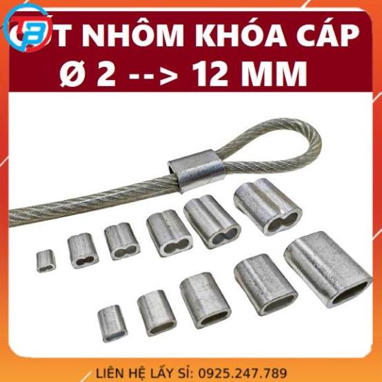 Đầu nhôm, cốt nhôm khóa dây cáp Phi 2 3 4 5 6 8 10 mm - Cáp Thép Thái ...