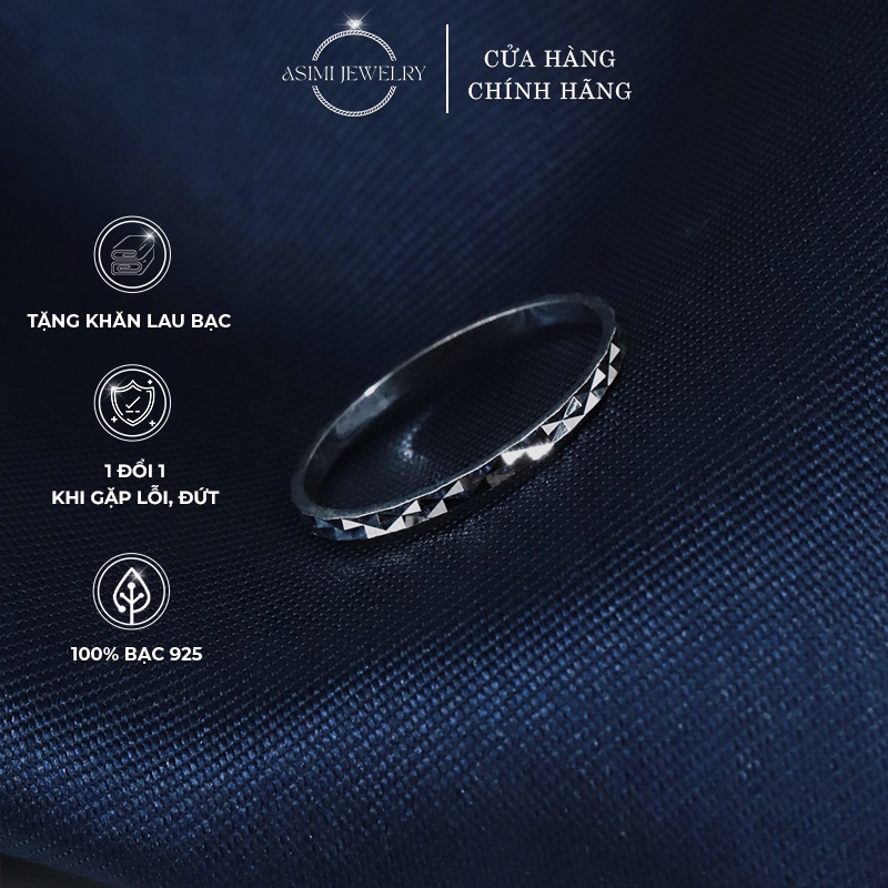 Nhẫn bạc Ý S925 họa tiết ô chữ nhật Asimi, Nhẫn bạc nữ trơn họa tiết đơn giản Box Ring NA14 ...