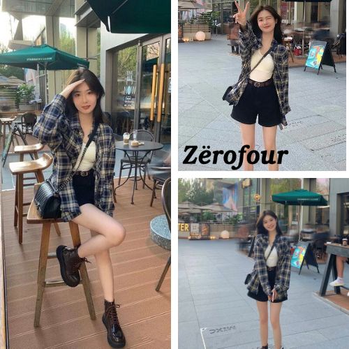 Sơ mi kẻ caro tay dài bồng 1 túi form rộng unisex vải sợi thô mềm hàn quốc ZEROFOUR | Shopee ...