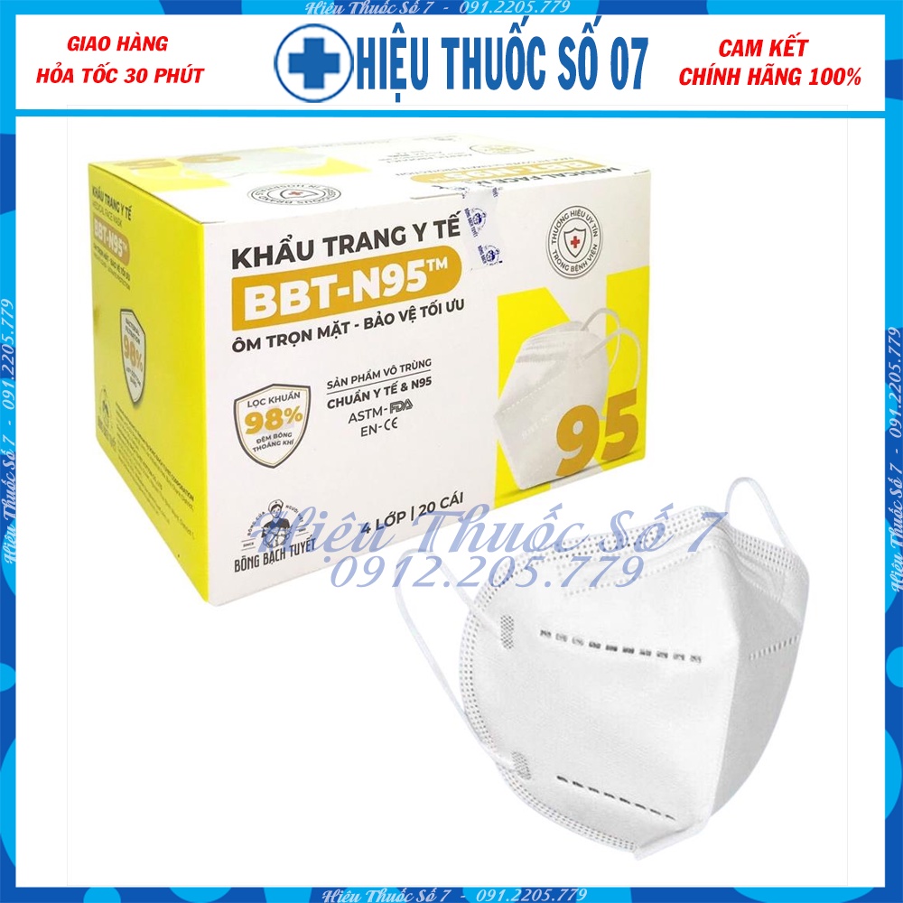 Khẩu trang y tế BBT-N95 hộp 20 cái (trắng) ôm chọn mặt bảo về tối ưu | Shopee Việt Nam