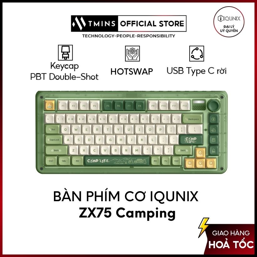 Bàn phím Cơ IQUNIX ZX75 Camping IQUNIX ZX75 Camping (RGB/Sw TTC/Wireless/HOTSWAP/PBT) - Hàng ...