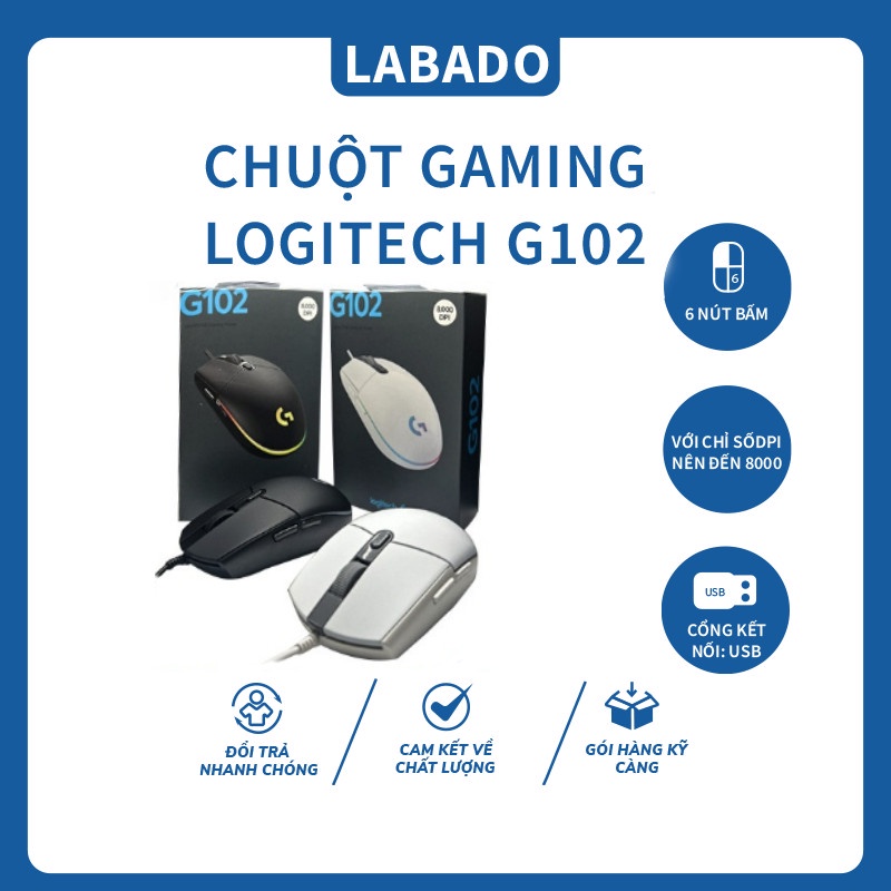 Chuột gaming logitech G102 chuột chơi game Led RGB 8000DPI- LABADO CG102 | Shopee Việt Nam