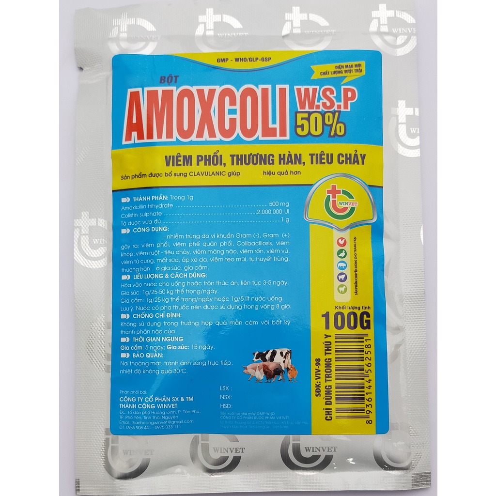 1 gói Amox Coli W.S.P 50 gói 100g | Shopee Việt Nam