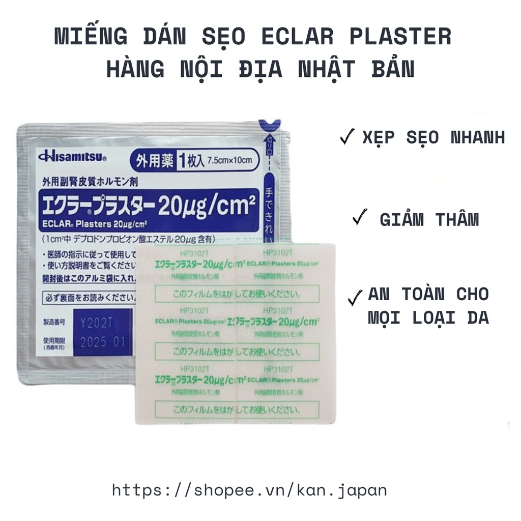 [Lẻ 1 miếng] Miếng dán ép sẹo lồi HISAMITSU ECLAR PLASTER (Kích thước ...