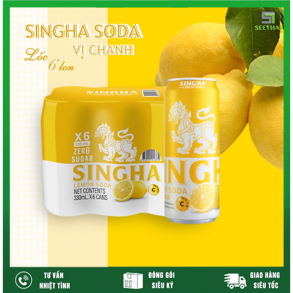 Soda SINGHA Thái Lan thức uống có gas - LỐC 6 lon 330ml | Shopee Việt Nam