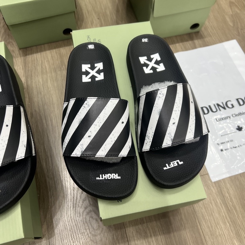 Dép lê off white quai da siêu nét kèm hộp như ảnh - Dép nam quai da ...