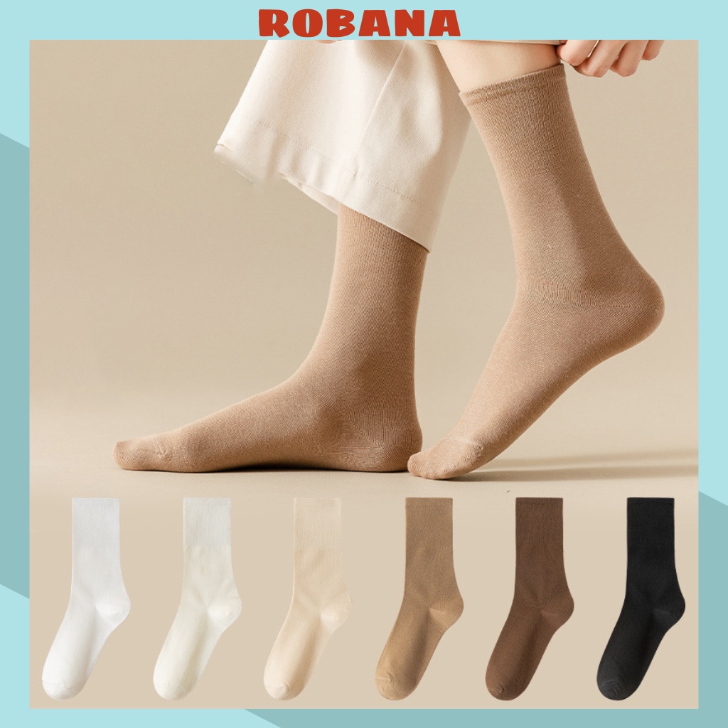 Vớ cổ cao ROBANA cho nữ nhiều màu vintage thun cotton co giãn 4 chiều ...