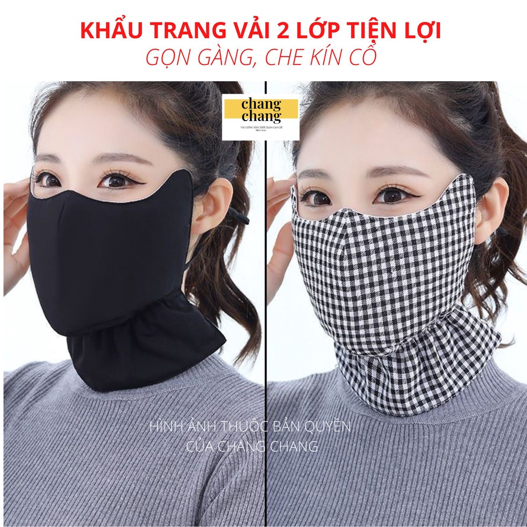 Khẩu Trang Vải 2 Lớp Nhún Cổ Gọn Gàng, Khẩu Trang Ôm Che Kín Mặt Và Cổ ...
