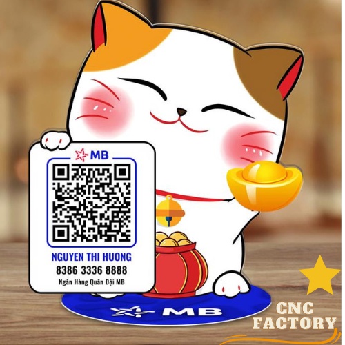 Bảng QR code để bàn hình mèo thần tài in mã qr chất liệu mica | Shopee ...