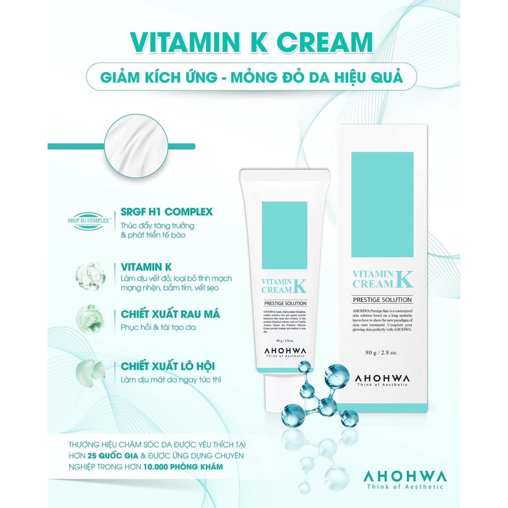 [ HÀNG CÔNG TY] Vitamin K Cream AHOHAW: Kem giảm mỏng đỏ, giãn mao mạch ...