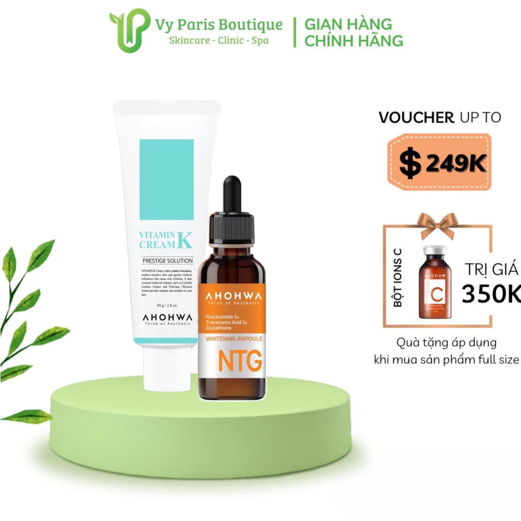 Bộ Đôi Phục Hồi AHOHWA Dưỡng Trắng Da Mỏng Đỏ , Giãn Mao Mạch Ampoule ...