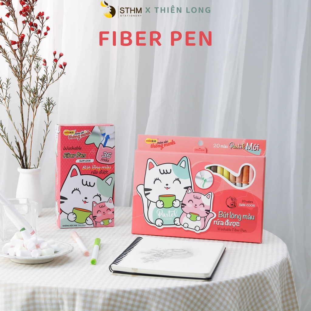 Bút lông màu Fiber Pen Colokit Thiên Long - 20 màu pastel và 36 màu ...
