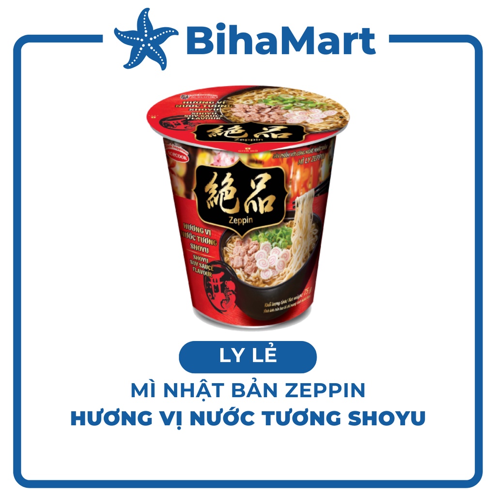 [LY LẺ] - ACECOOK - Mì ly Zeppin Nhật Bản 2 vị: Hương vị nước tương Shoyu (75g/ly) | Shopee Việt Nam