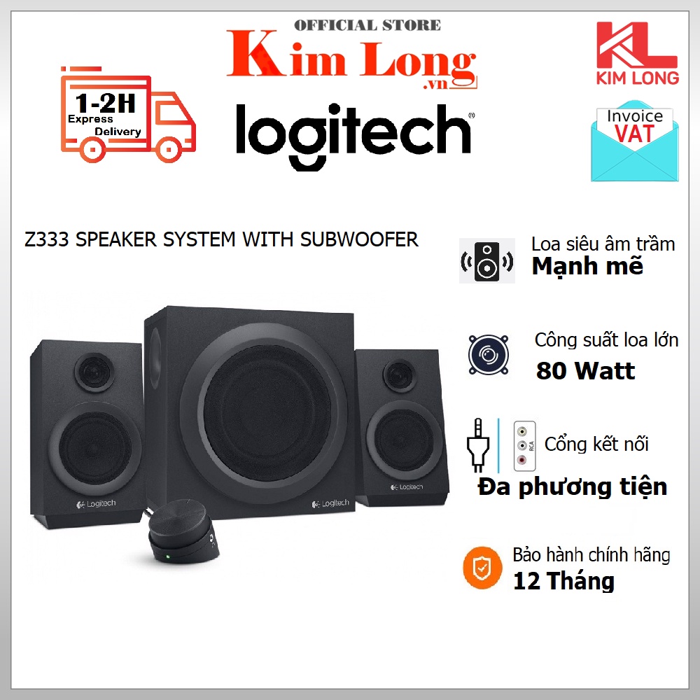 Loa vi tính Logitech Z333 Âm thanh 2.1 Công suất cực đại 80 Watt - Bảo ...