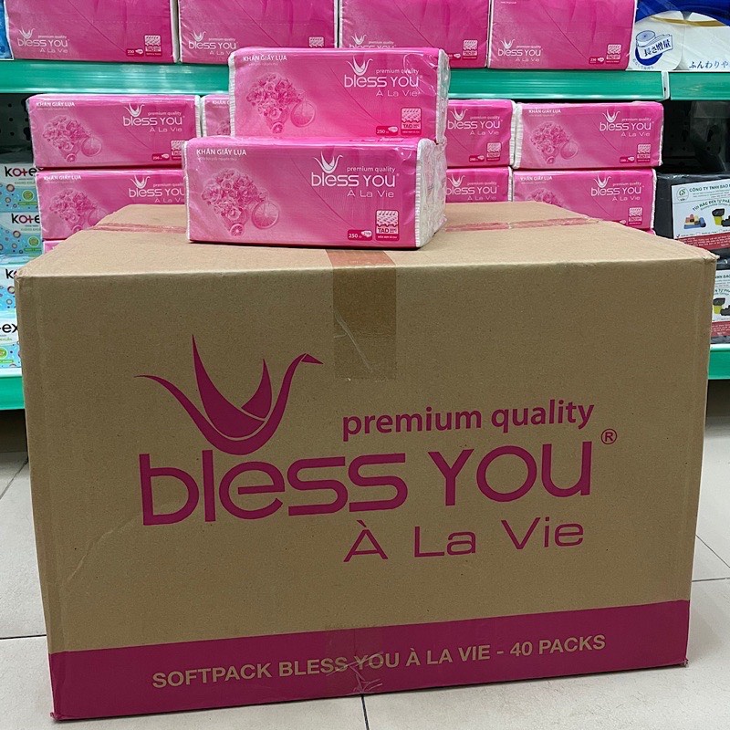 [Thùng 40 Gói] Có Mã QR - Khăn Giấy Lụa Rút Cao Cấp Bless You 2 Lớp Gói 250 tờ | Shopee Việt Nam