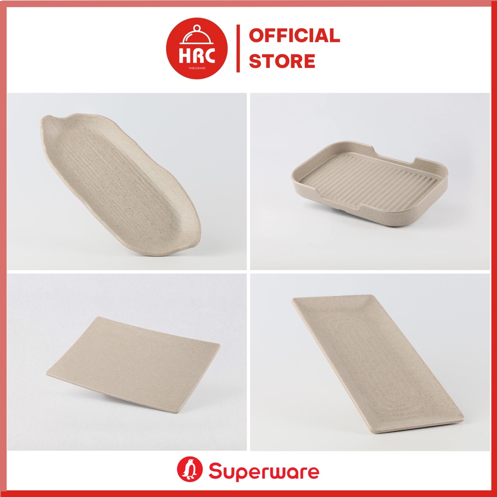 Bộ Bát Đĩa khay dĩa chữ nhật oval nhà hàng SUPERWARE Nhựa Phíp 100% Melamine - màu Light Brown ...