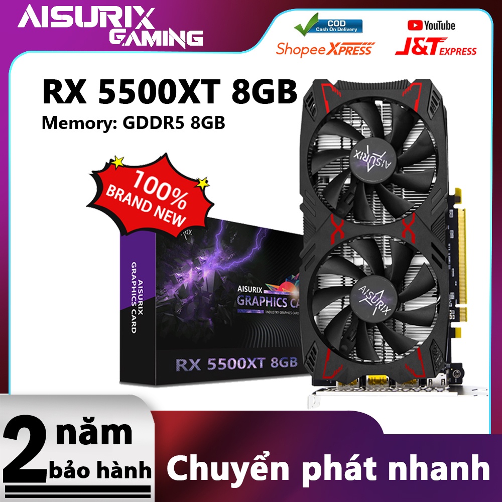 AISURIX Card màn hình VGA RX 5500XT 8GB Card đồ họa AMD GPU GDDR6 ...