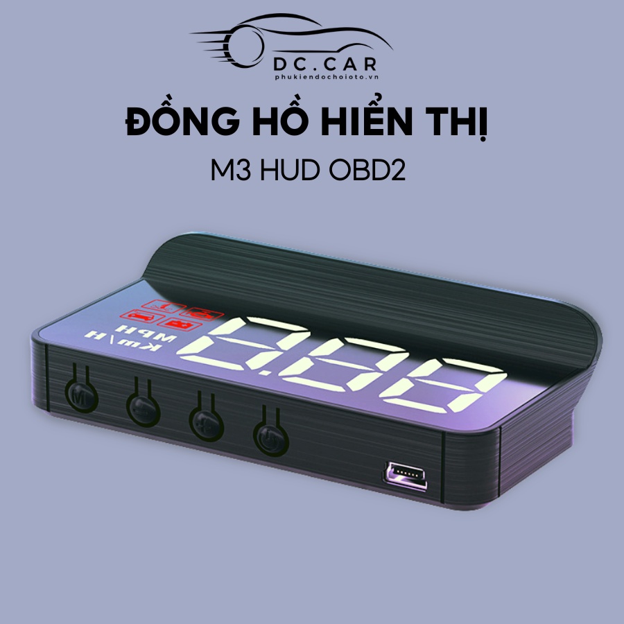 Bộ hiển thị tốc độ kính lái HUD M3, C100 cắm nguồn OBD2 HD thiết kế tinh tế nhỏ gọn chất lượng ...