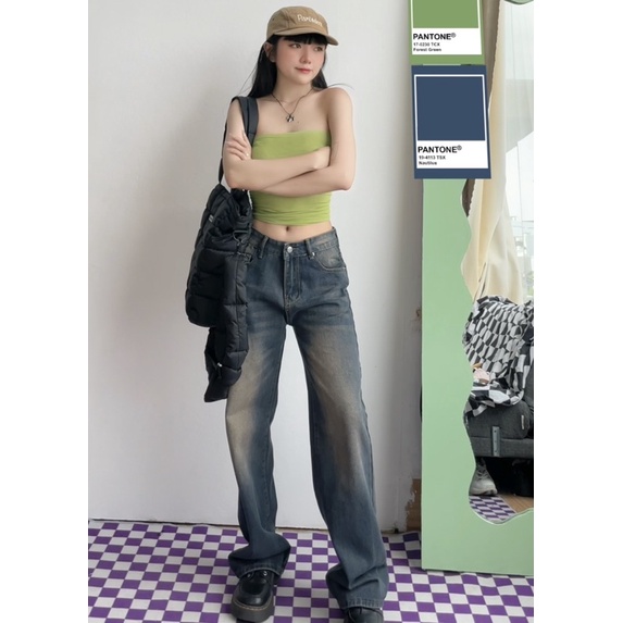 PEKO HELLO - jean loang đậm cạp trễ thấp | Shopee Việt Nam