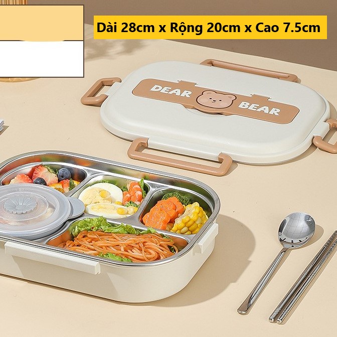 Hộp cơm giữ nhiệt Dear Bear đựng cơm văn phòng, hộp đựng cơm trưa cao cấp chất liệu Inox 304 ...