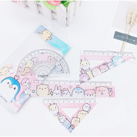 Bộ eke thước kẻ gấu thỏ động vật EKNI1a bộ eke cute bộ eke idol kpop ...