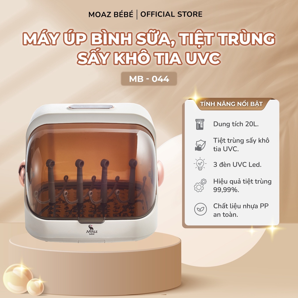 MÁY ÚP BÌNH VÀ TIỆT TRÙNG SẤY KHÔ ĐỒ ĂN DẶM UV-C MB044 MOAZ BÉBÉ MB-044 & NHIỆT ẨM KẾ MB027 ...