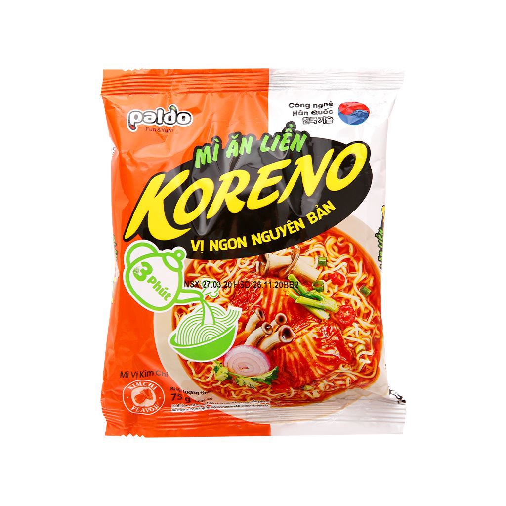 Mì Koreno vị kim chi / vị bò cay / koreno up vị tôm chua cay 75g siêu ...