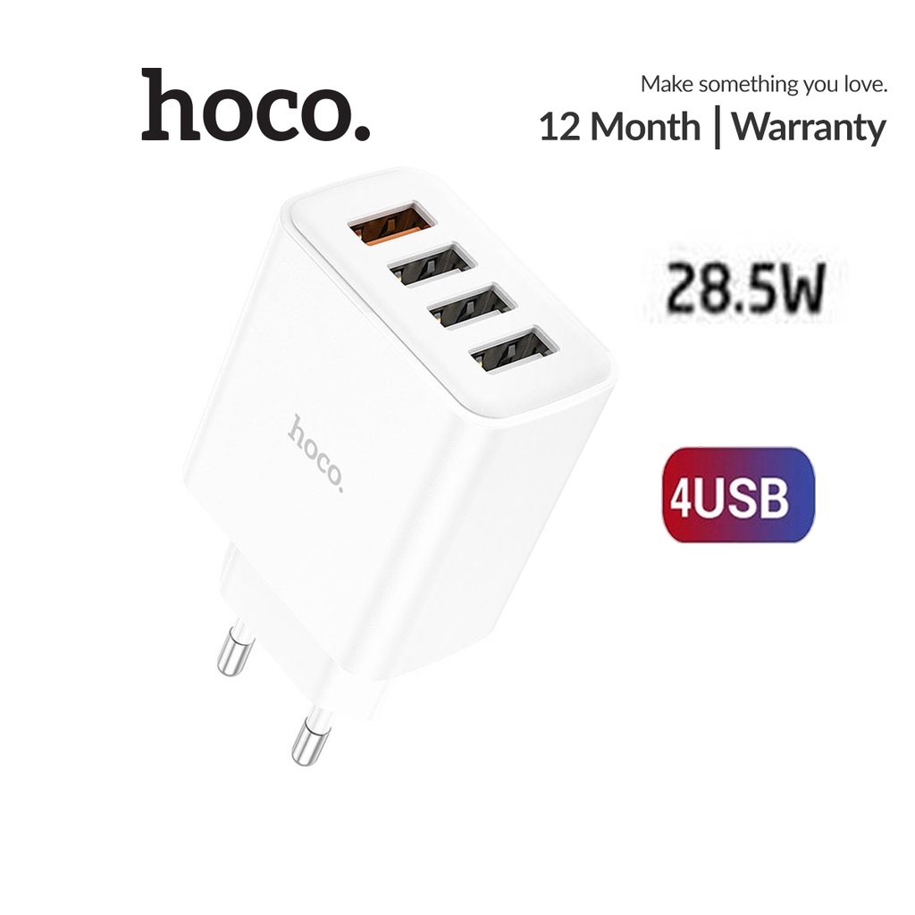 Cốc sạc 28.5W C102A Hoco 4 cổng USB chân tròn hỗ trợ sạc 18W | Shopee ...