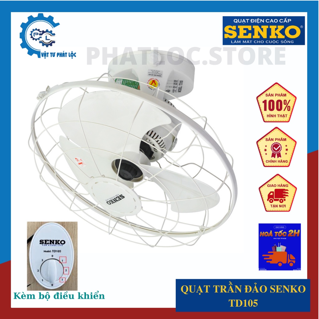 Quạt trần đảo SenKo TD105, quạt gắn trần động cơ đồng 100% senko, công ...