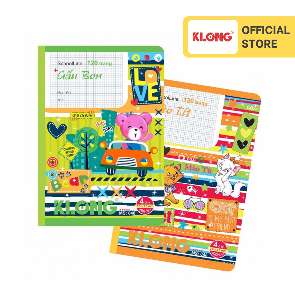 Vở 4 ô ly may dán gáy SchoolLine KLONG B5 120 trang 70/92; MS: 048 | Shopee Việt Nam