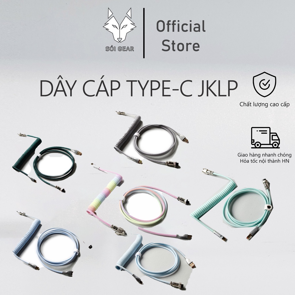 [HỎA TỐC HN - HCM] Dây cáp JKLP | Dây cáp xoắn bàn phím cơ Type-C lò xo xoắn dây dù | Dây cáp ...