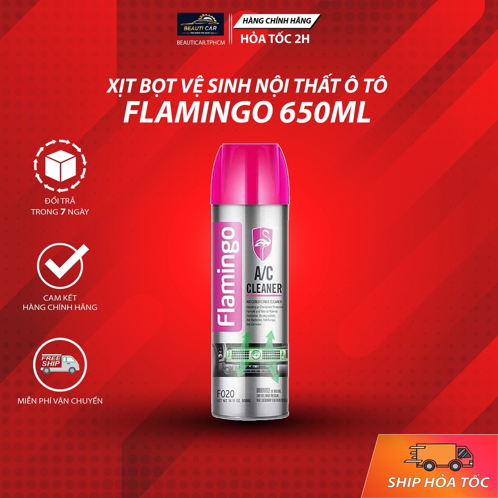 Xịt bọt vệ sinh điều hòa máy lạnh ô tô, gia đình dạng bọt Flamingo F020 ...