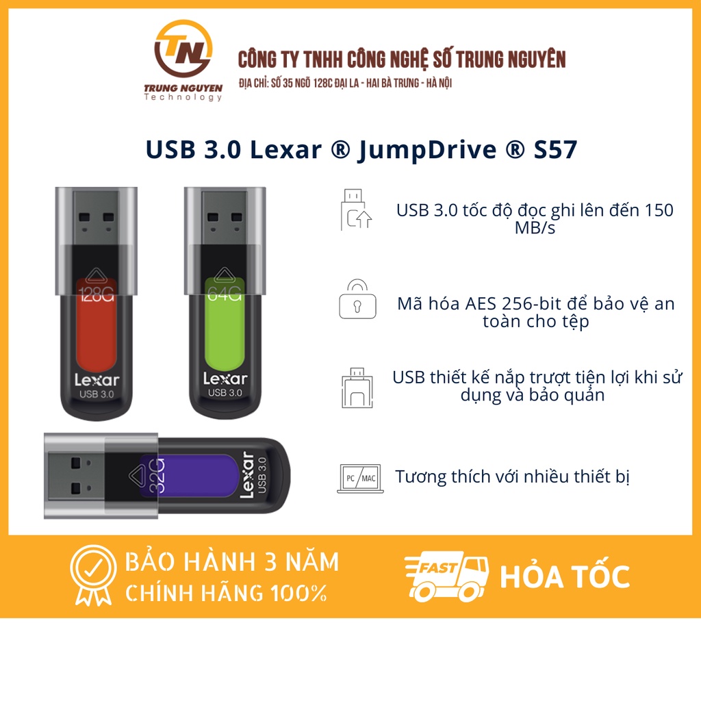 USB 3.0 Lexar ® JumpDrive ® S57 32/64/128 GB - Hàng chính hãng ...